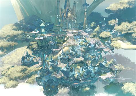 ArtStation 旧项目 树城1 Fantasy art landscapes Environment concept