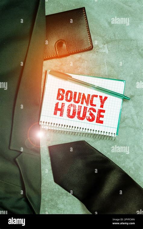 Hand Writing Sign Bouncy House Business Concept Automated Program That