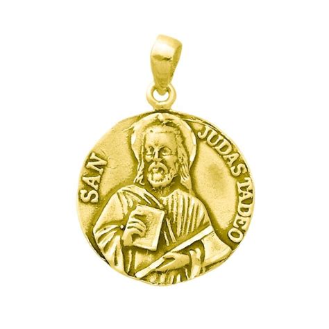 Medalla Colgante Oro 18k San Judas Tadeo 27mm Unisex