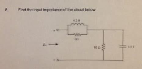 Solved Find The Input Impedance Of The Circuit Below Chegg