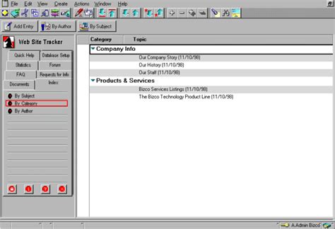 Lotus Notes Software Tracker Suite Site Index Screenshot
