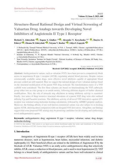 Pdf Structure Based Rational Design And Virtual Screening Of Valsartan Drug Analogs Towards
