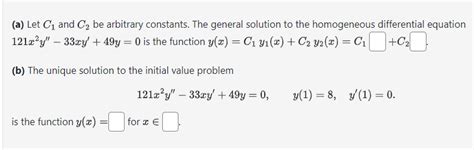 Solved A ﻿let C1 ﻿and C2 ﻿be Arbitrary Constants The
