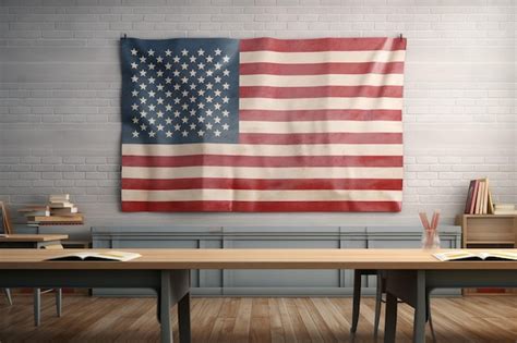 Premium Ai Image American Flag In Classroom Setting