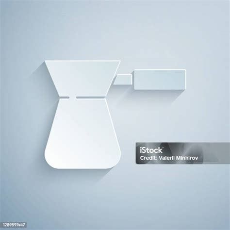 회색 배경에 격리 된 종이 컷 커피 터크 아이콘 종이 아트 스타일 벡터 0명에 대한 스톡 벡터 아트 및 기타 이미지 0명 3차원 형태 고전 양식 Istock