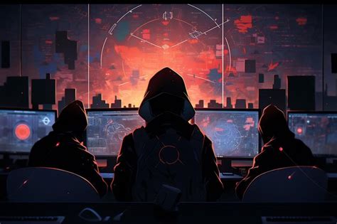 Premium Photo Hacker Sitting At The Computer Cyber Security And Antispyware Concept Ai Generated