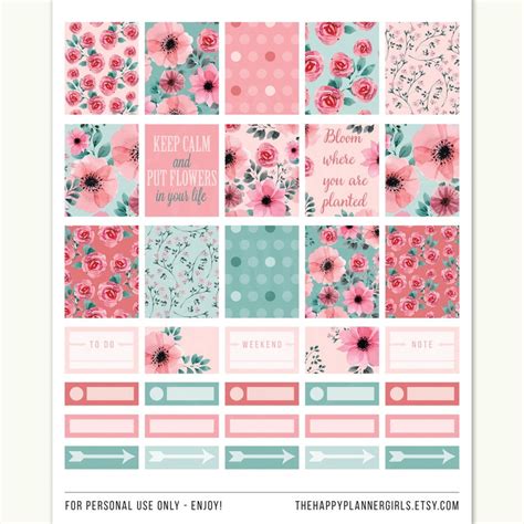 Erin Condren Planner Stickers Weekly Planner Stickers Floral Etsy