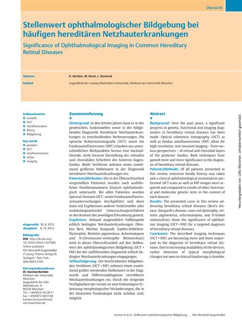 Pdf [significance Of Ophthalmological Imaging In Common Hereditary Retinal Diseases ]