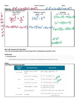 Guided Notes Teacher Guide Lesson Part Solving Polynomial Eqns