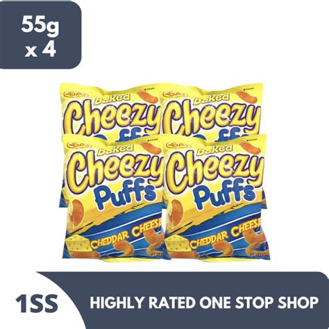 Leslies Baked Cheezy Puffs Cheddar Cheese 55g X 4 Lazada Ph