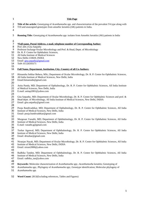 Pdf Genotyping Of Acanthamoeba Spp And Characterization Of The Prevalent T4 Type Along With