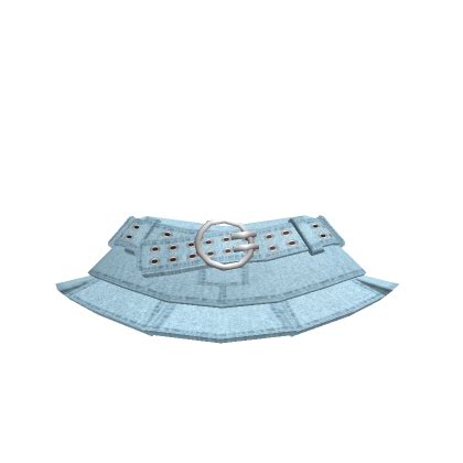 Y2K Buckle Belted Corduroy Light Blue Skirt Roblox