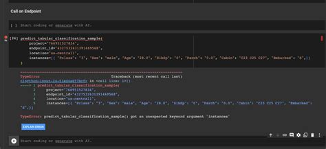 Vertex Ai Automl Endpoint Error Typeerror Predict Tabular