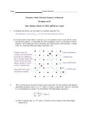 Chem3364b Probelm Set 2 Solution Pdf Name Student Number Chemistry