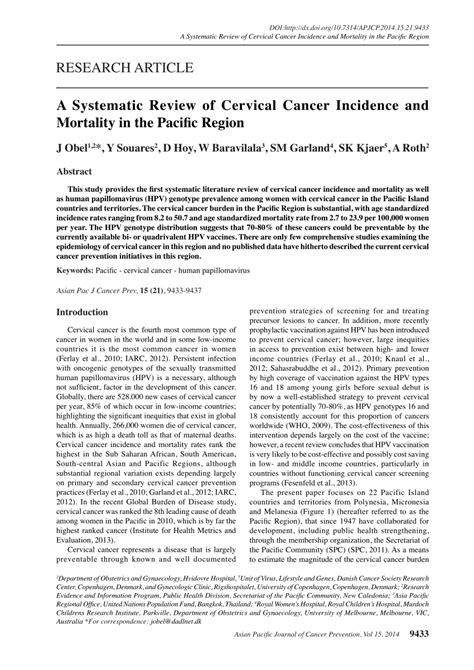 Pdf A Systematic Review Of Cervical Cancer Incidence And Mortality In