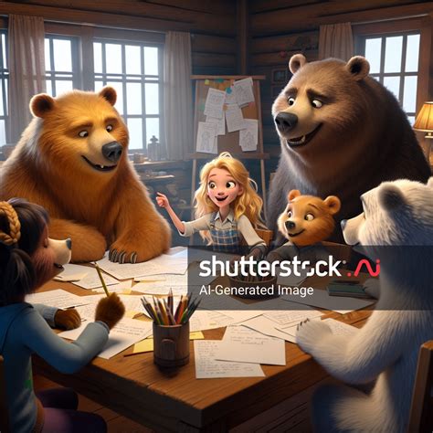 Goldilocks Brainstorming Ideas Group Three Bears Ai Generated Image