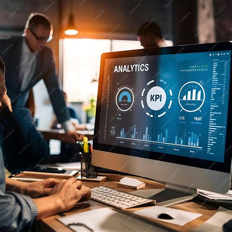 modern business analytics dashboard on a computer screen in a