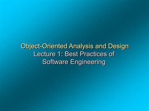 Best Practices In Object Oriented Analysis And Design Ppt