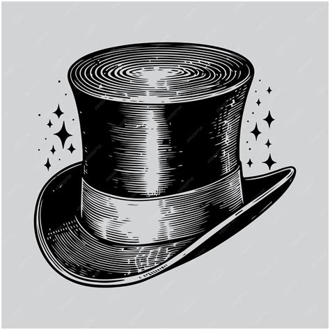 Premium Vector A Magic Or Victorian Top Hat Drawing In A Vintage