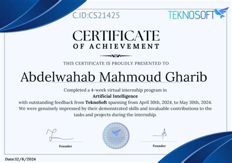 abdelwahab gharib on linkedin teknosoft internship artificialintelligence ai machinelearning…