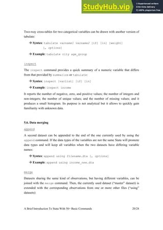 A Brief Introduction To Stata With 50 Basic Commands PDF