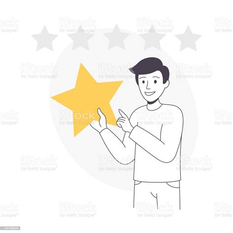 피드백 및 고객 리뷰 남자 캐릭터 보유 별 등급 서비스 벡터 일러스트 레이 션 계급에 대한 스톡 벡터 아트 및 기타 이미지