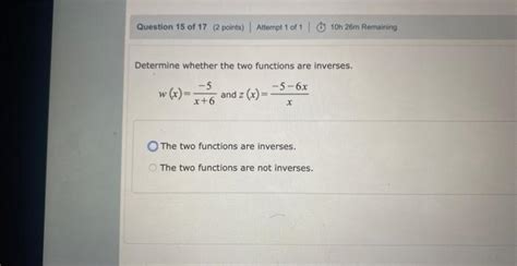 Solved Determine Whether The Two Functions Are Inverses Chegg
