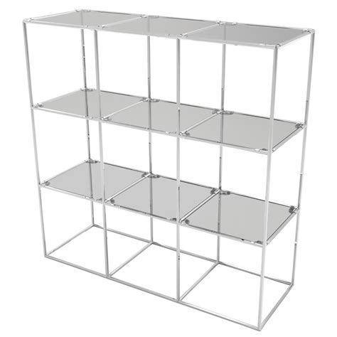 9 Fixed Shelf Cube Display Chrome