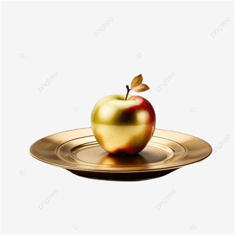 접시에 황금 사과 격리 된 흰색 배경 접시에 황금 사과 흰색 배경에 고립 사과 Png 일러스트 및 이미지 에 대한 무료 다운로드 Pngtree