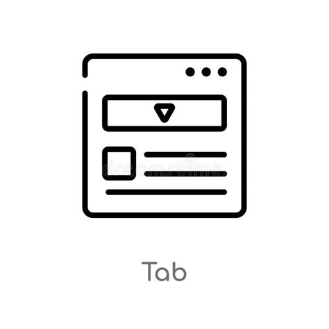 Outline Tab Vector Icon Isolated Black Simple Line Element