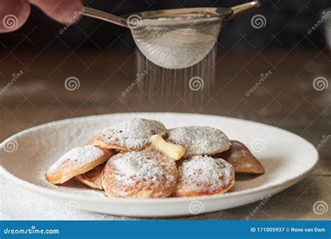Dutch Mini Pancakes Poffertjes Stock Image Image Of Traditional