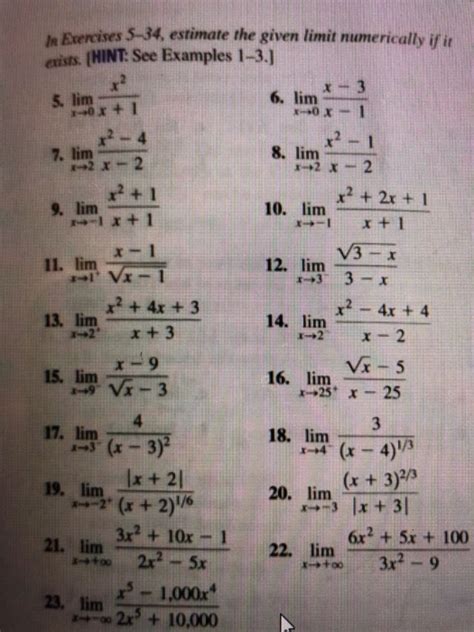 Solved In Exercises S Estimate The Given Limit Chegg