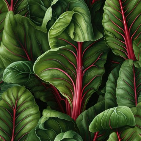 Swiss Chard Pattern Ultra Realistic Photorealistic Stock Illustration