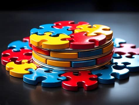 Set Of Colored Puzzles The Concept Of Combining Different Tasks Into One Whole Puzzle Solution