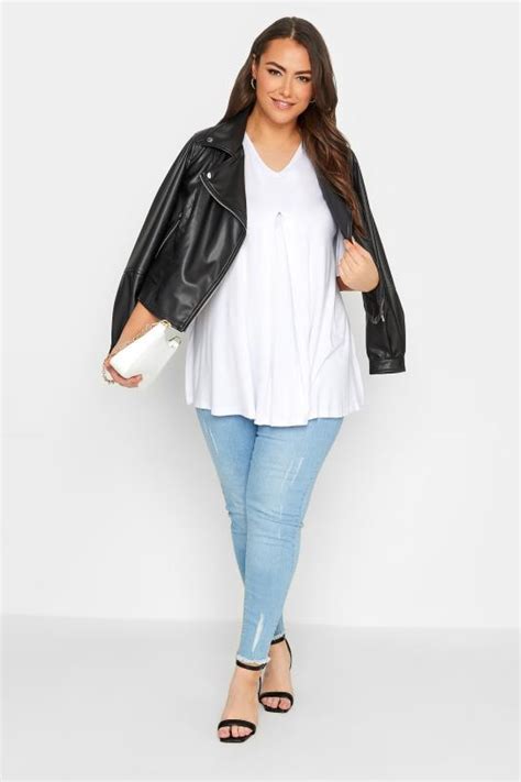 Yours Plus Size White Pleat Front Swing Top Yours Clothing