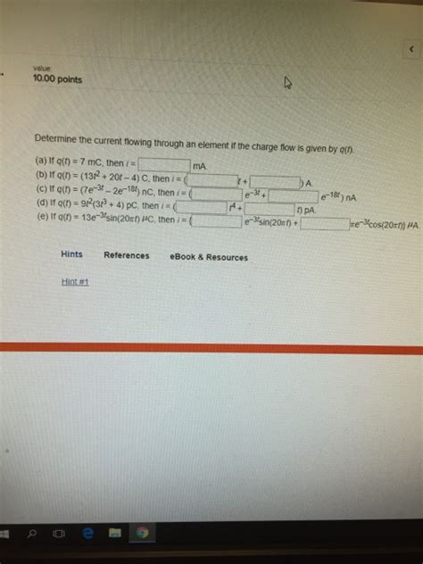 solved determine the current flowing through an element if