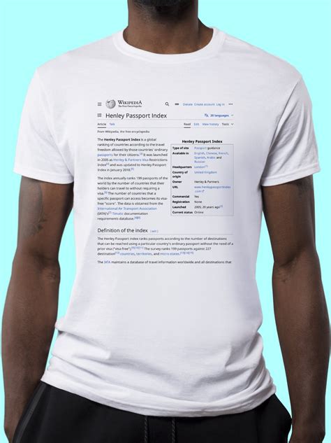 Henley Passport Index Wikipedia T Shirt