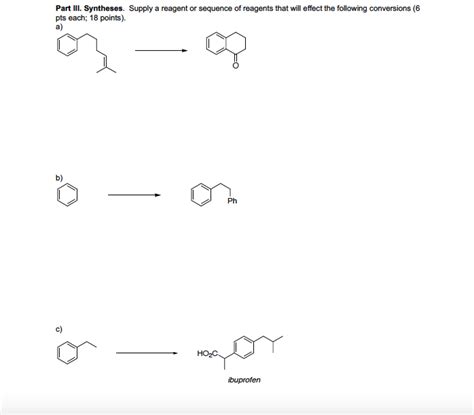 solved part iii syntheses supply a reagent or sequence of