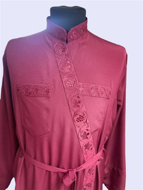 Embroidered Cassock Wet Silk Fabric Red Colors Cassock Orthodox