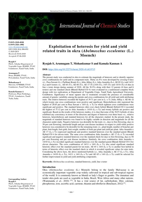 Pdf Exploitation Of Heterosis For Yield And Yield Related Traits In