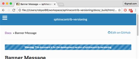 Banner Message Sphinxcontrib Versioning