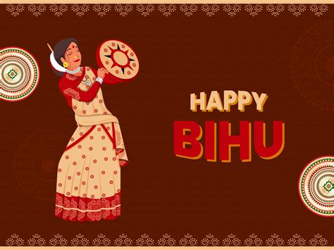 Happy Bihu Celebration Concept With Beautiful Assam Young Woman Playing