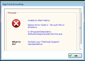 Spawn Error Code 2 With Aatrix W2 Or 1099 Launch Knowledgebase Home