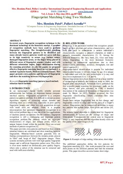 Pdf Fingerprint Matching Using Two Methods