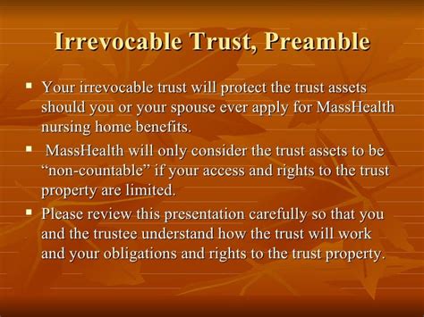 Irrevocable Trust For Medicaid Eligibility Boston Medicaid Planning