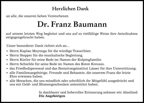 Traueranzeigen Von Franz Baumann Augsburger Allgemeine Zeitung