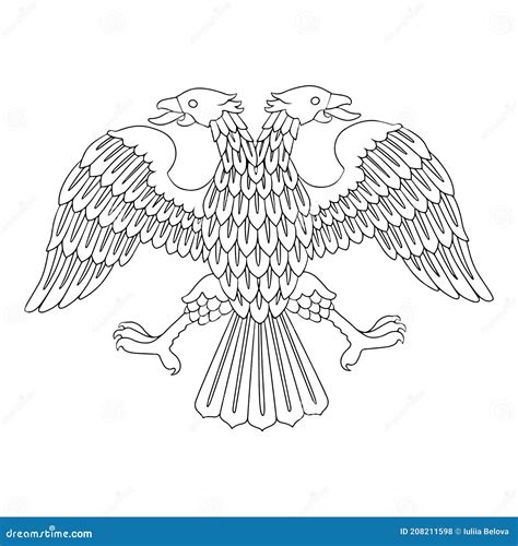 Double Headed Eagle With Spread Wings Emblem Symbol Stock Vector Illustration Of Arms
