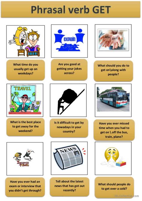 Phrasal Verb Get Speaking Cards Voca Français Fle Fiches Pedagogiques