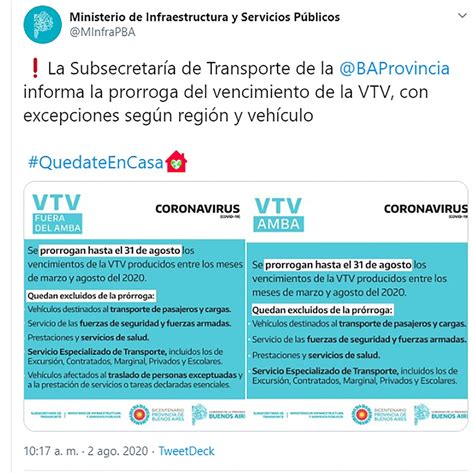 Prorrogan La Vigencia De La Vtv Hasta El De Agosto Con Excepciones Seg N Regi N Y Veh Culo