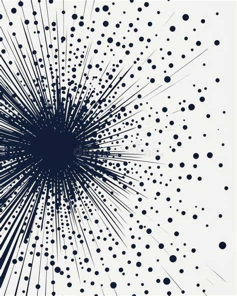 Minimalist Halftone Burst Pattern With Black Dots Radiating On A White